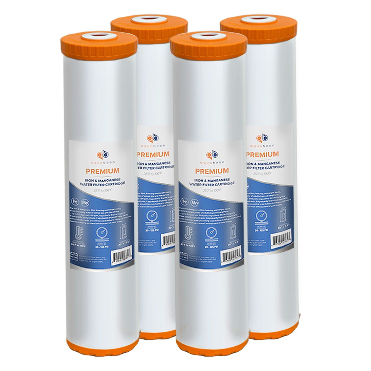 4 Pack Of Whole House 20 x 4.5 Inch. Big Blue Iron and Manganese Water ...